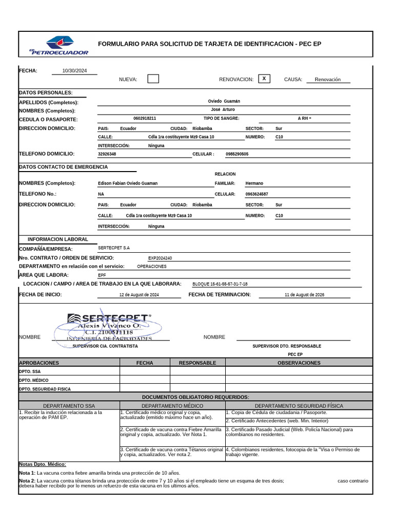 Formato de Solicitud de Tarjeta Pec-1 | PDF
