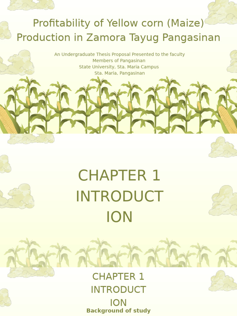 Profitability of Yellow Corn (Maize) Production in Zamora Tayug ...