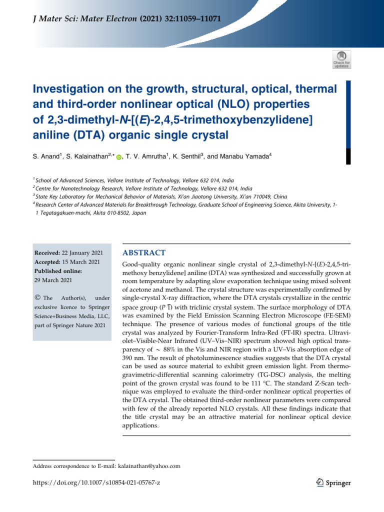 Organic Nonlinear Crystal Study | PDF | Nonlinear Optics | Infrared