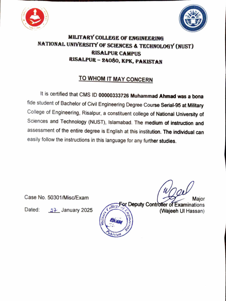 Campus Risalpur-: Military College of National Universityof Sciences ...