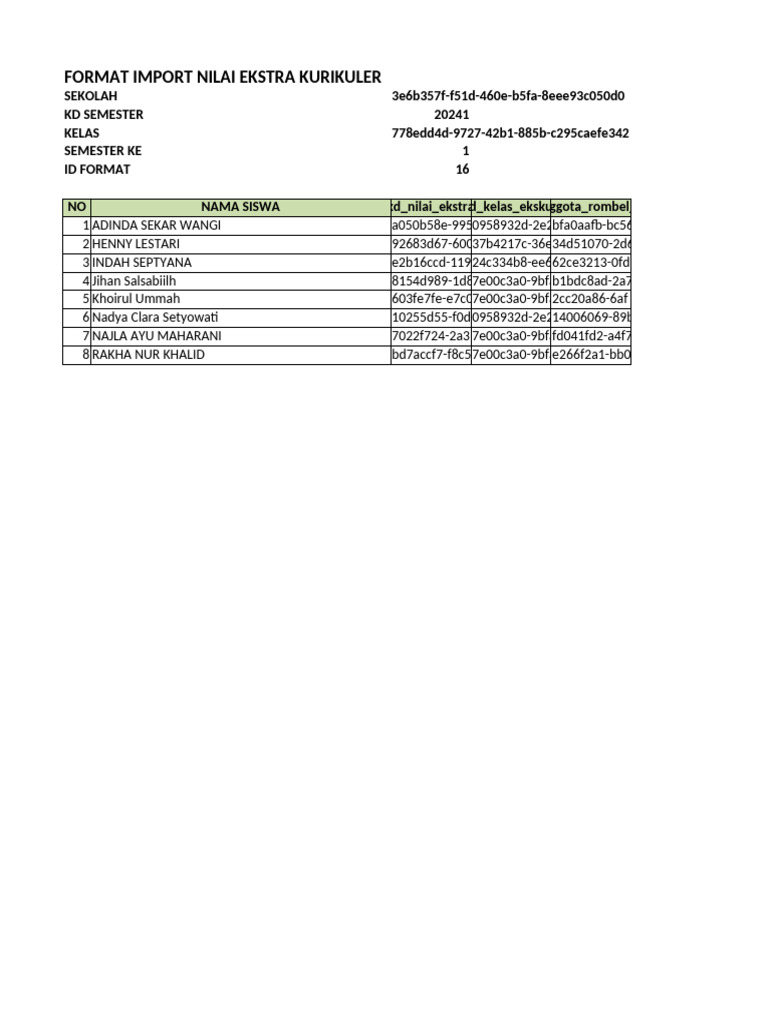NIL_EKSKUL_WALAS_20241_ XI TSM 2 | PDF