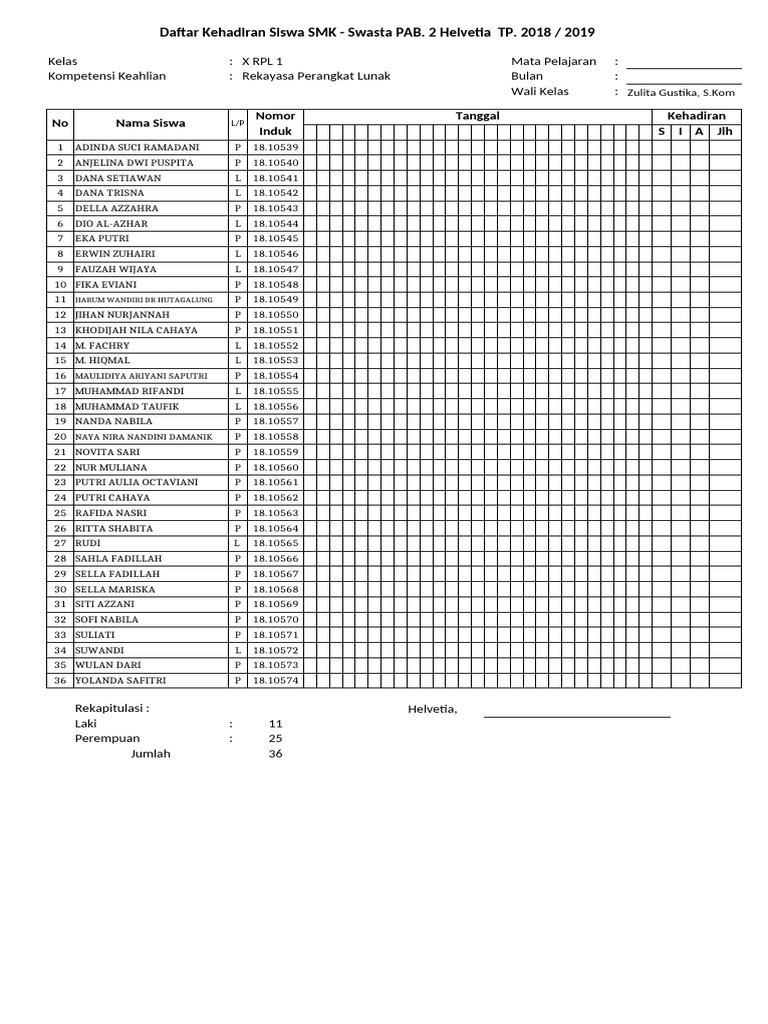 ABSEN-SMK-X-XI-XII-2018-2019 | PDF