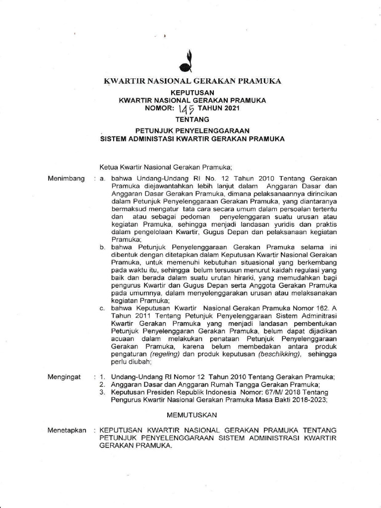 SK Kwarnas 145 Tahun 2021 Jukran Sismintir | PDF