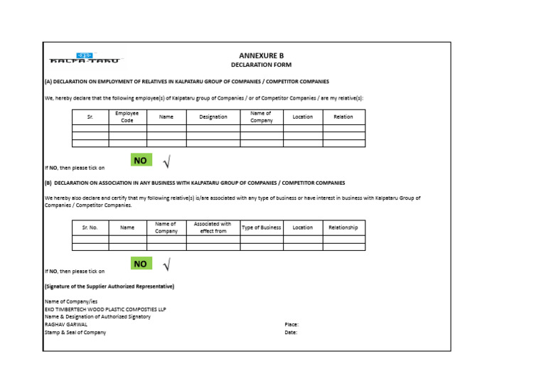 Annex-B.xlsx - Annexure B | PDF