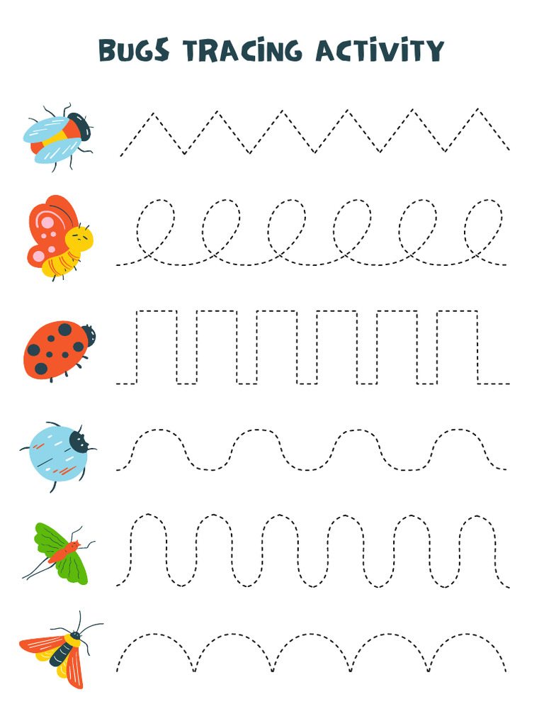 Bugs Tracing Worksheet in Colorful Playful Style | PDF