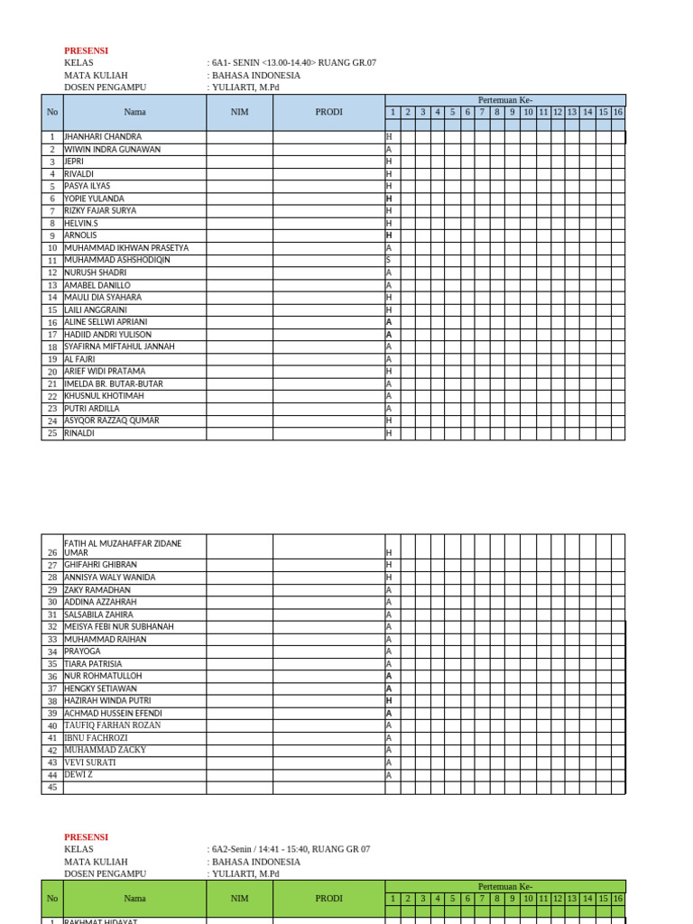 Presensi Umri 2022-2023 | PDF