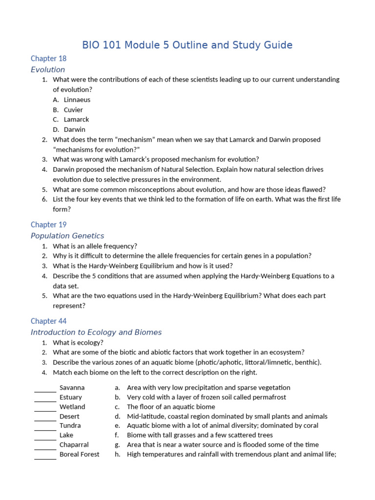 Module 5 Outline and Study Guide | PDF | Ecosystem | Ecology