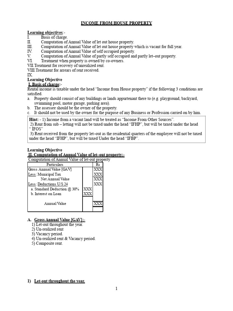 Income from House Property Guide | PDF | Tax Deduction | Income