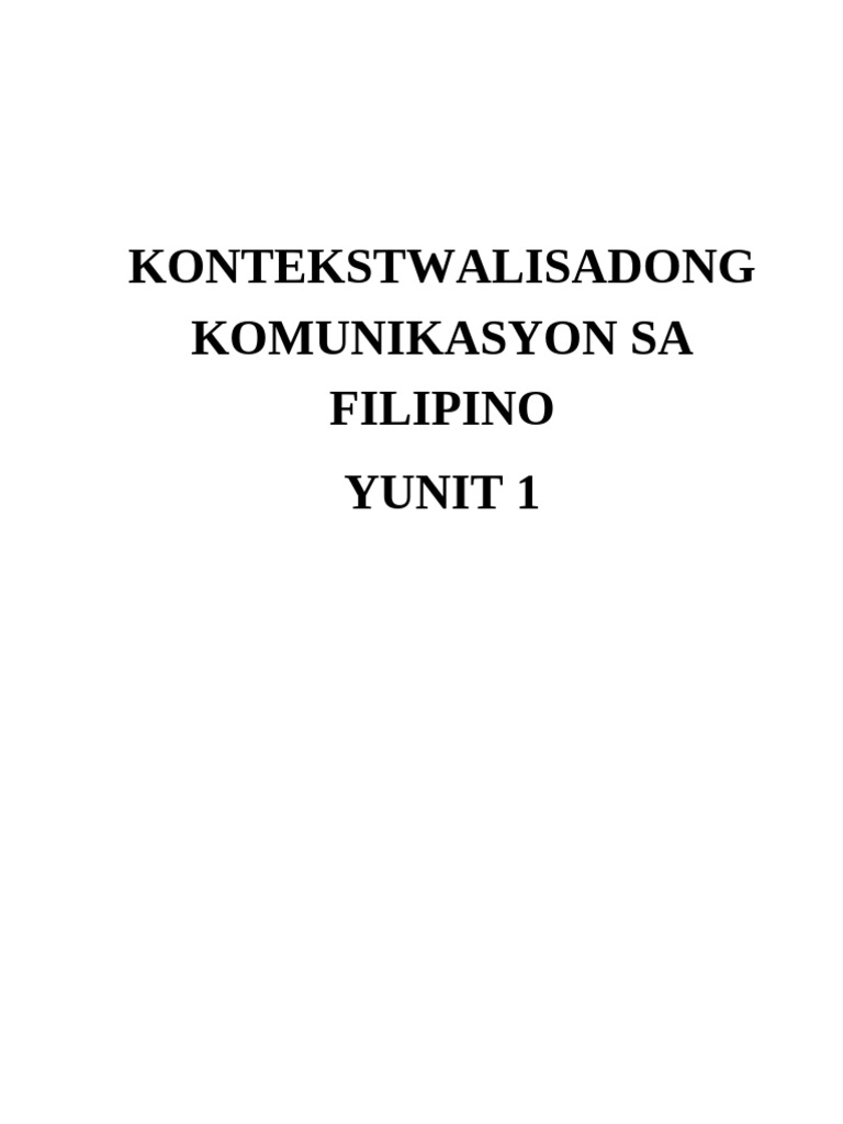 Fil 1 Yunit 1 | PDF