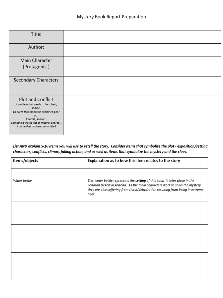 Mystery Book Report Prep | PDF