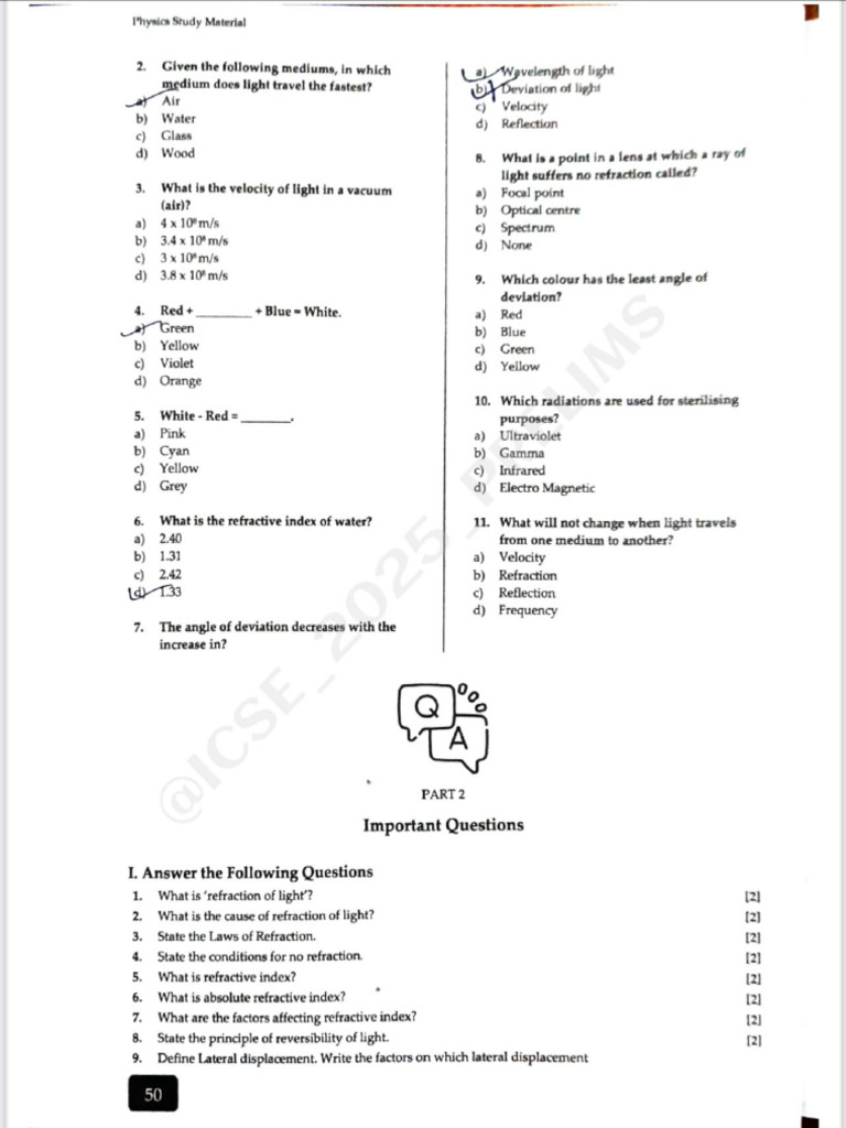Physics 10 Icse Light | PDF