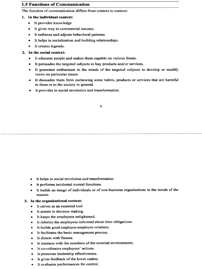 Function of Communication | PDF
