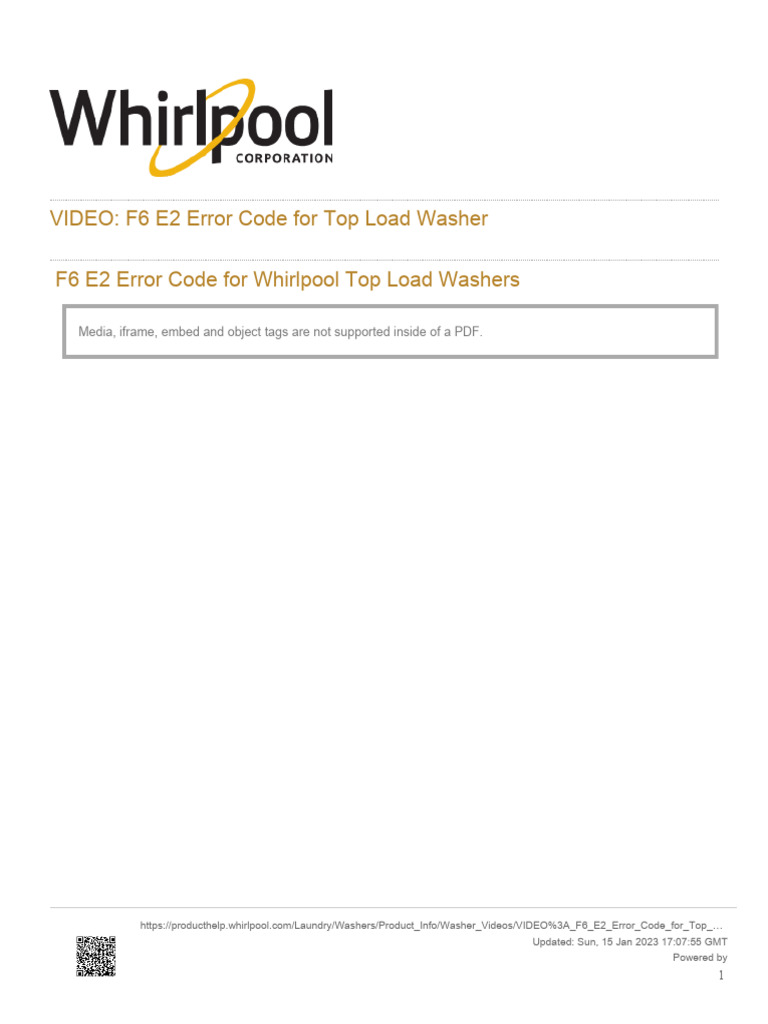 VIDEO - F6 E2 Error Code For Top Load Washer | PDF