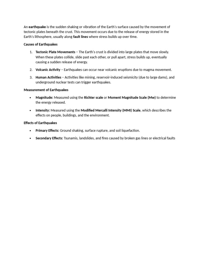 Understanding Earthquakes: Causes & Effects | PDF