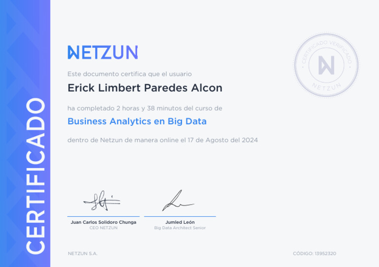 Certificado Business Analytics en Big Data | PDF