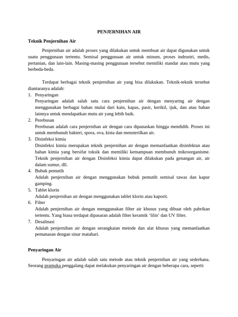 Langkah PENJERNIHAN AIR | PDF