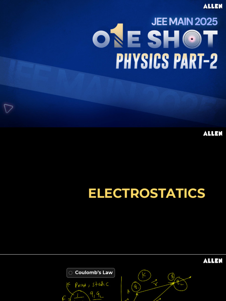 JEE One Shot Revision of Physics (Part-2) | PDF | Electric Field ...