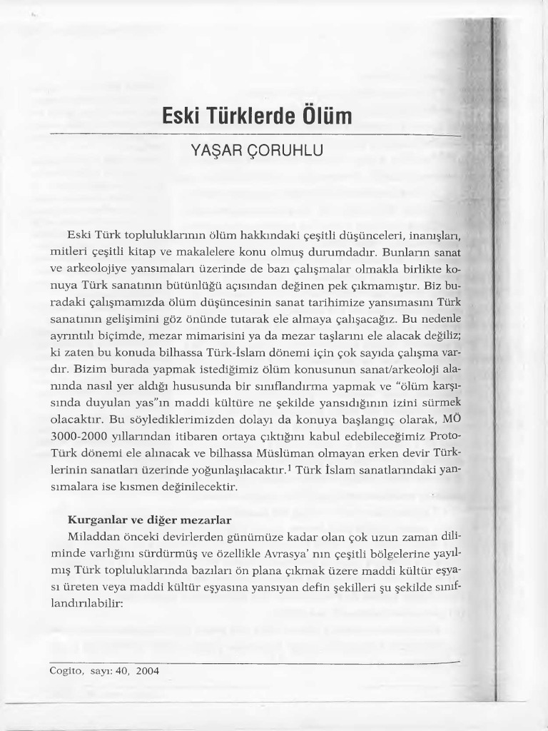 Eski Turklerde Olum | PDF