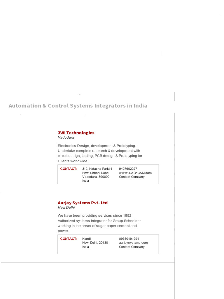 Systems Integrators in India For Factory Automation Process Control and Instrumentation | PDF ...