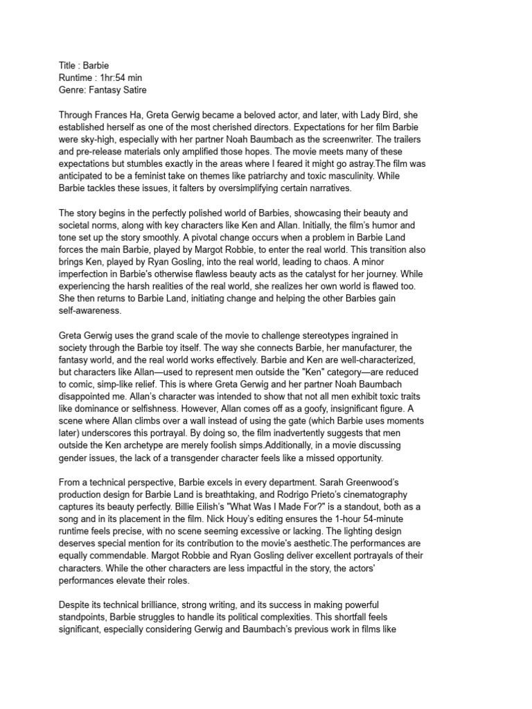 Barbie Review | PDF
