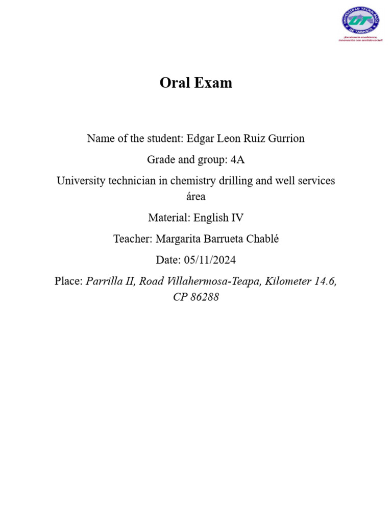 Oral Exam | PDF