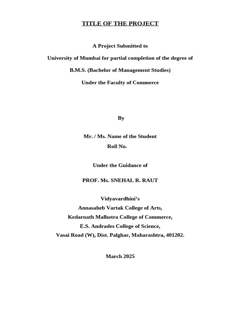 Initial Pages - Project Work - Tybms | PDF | Data | Methodology