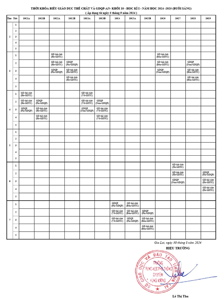 4. THỂ DỤC VÀ GDQP HOC KÌ 1 10.signed | PDF