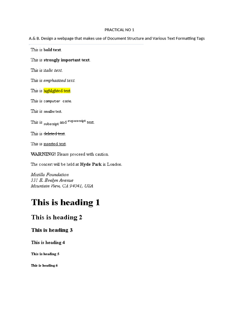PRACTICAL NO 1 abhishek html | PDF