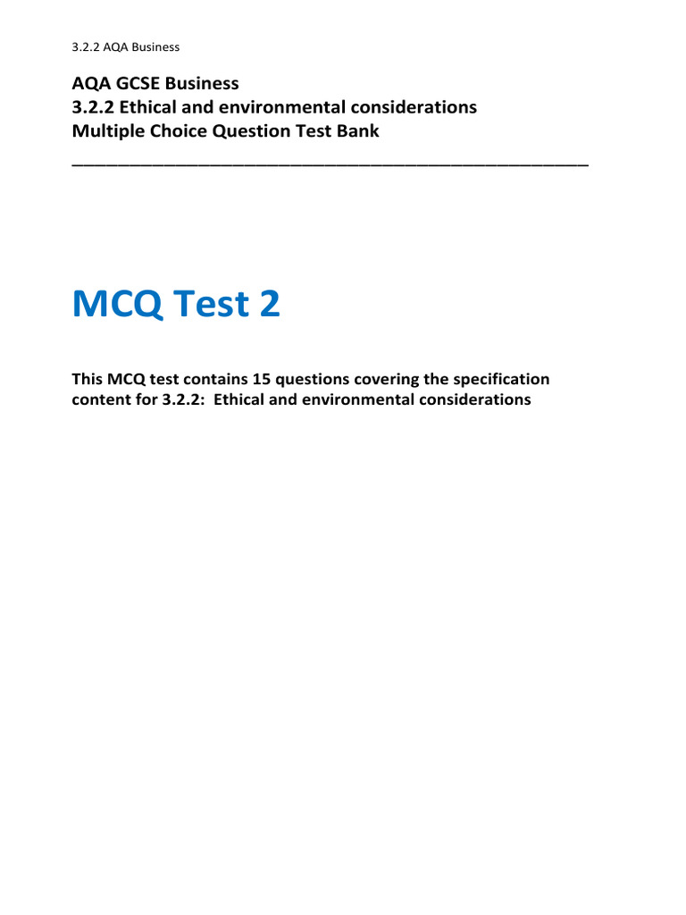 3.2.2 MCQ Ethical and Environmental Considerations | PDF | Waste ...