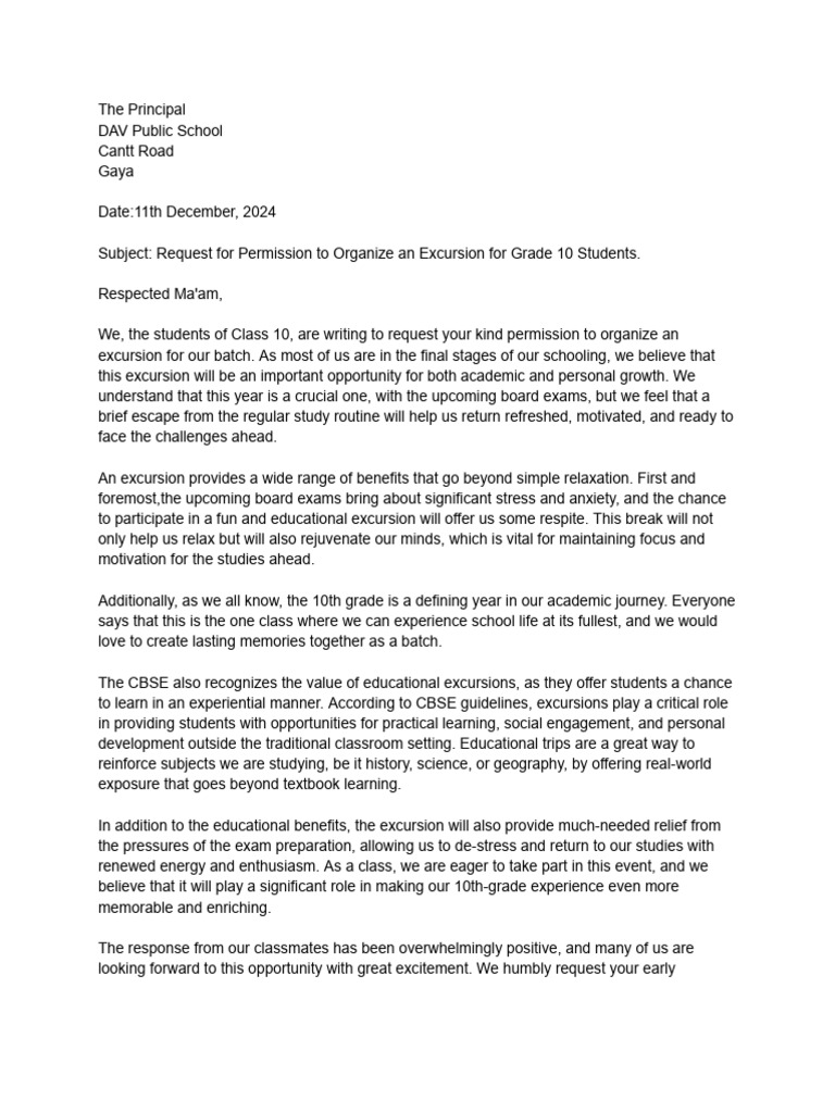 Excursion Approval Application | PDF | Learning | Behavior Modification