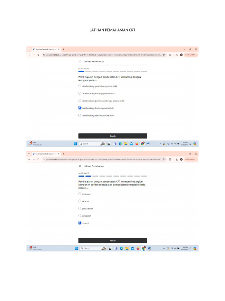 Latihan Pemahaman CRT | PDF