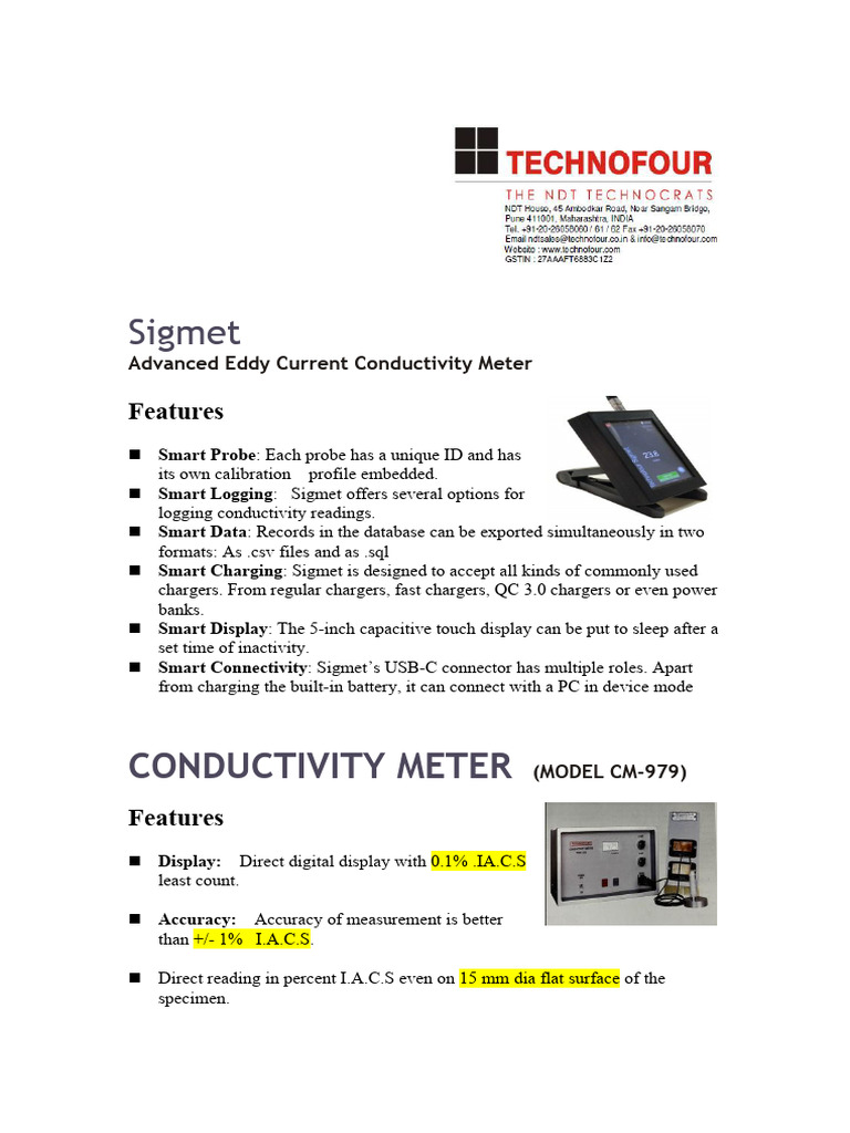 Comparison Between Conductivity Meter Type 979 | PDF