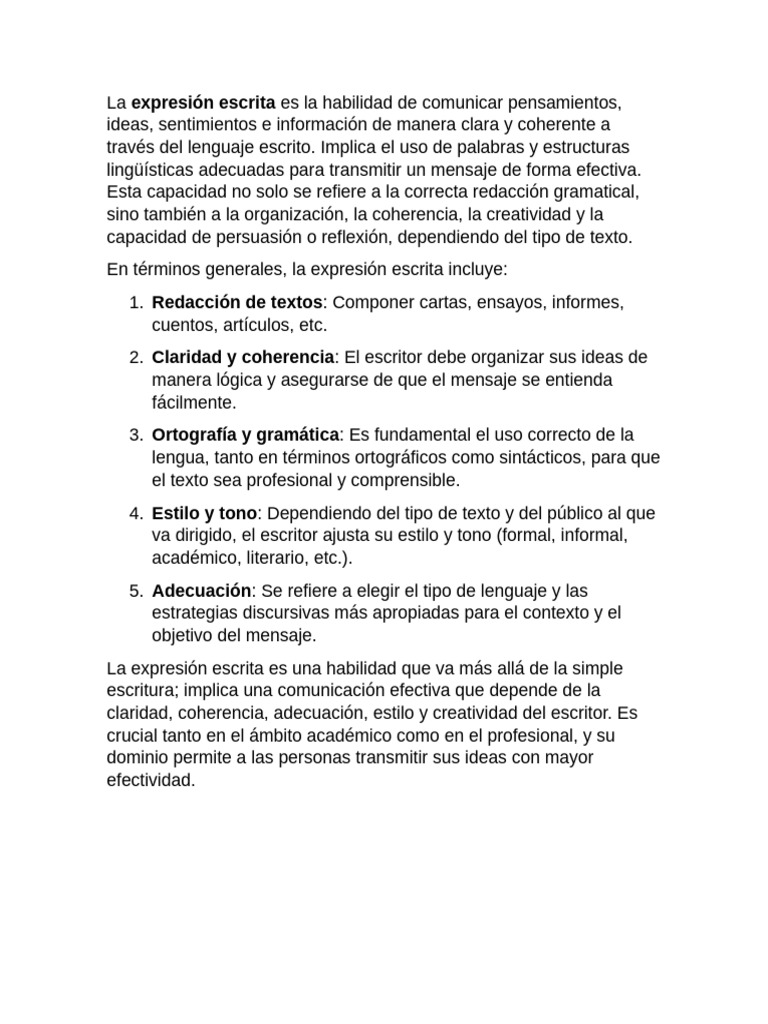 Expresion Escrita | PDF