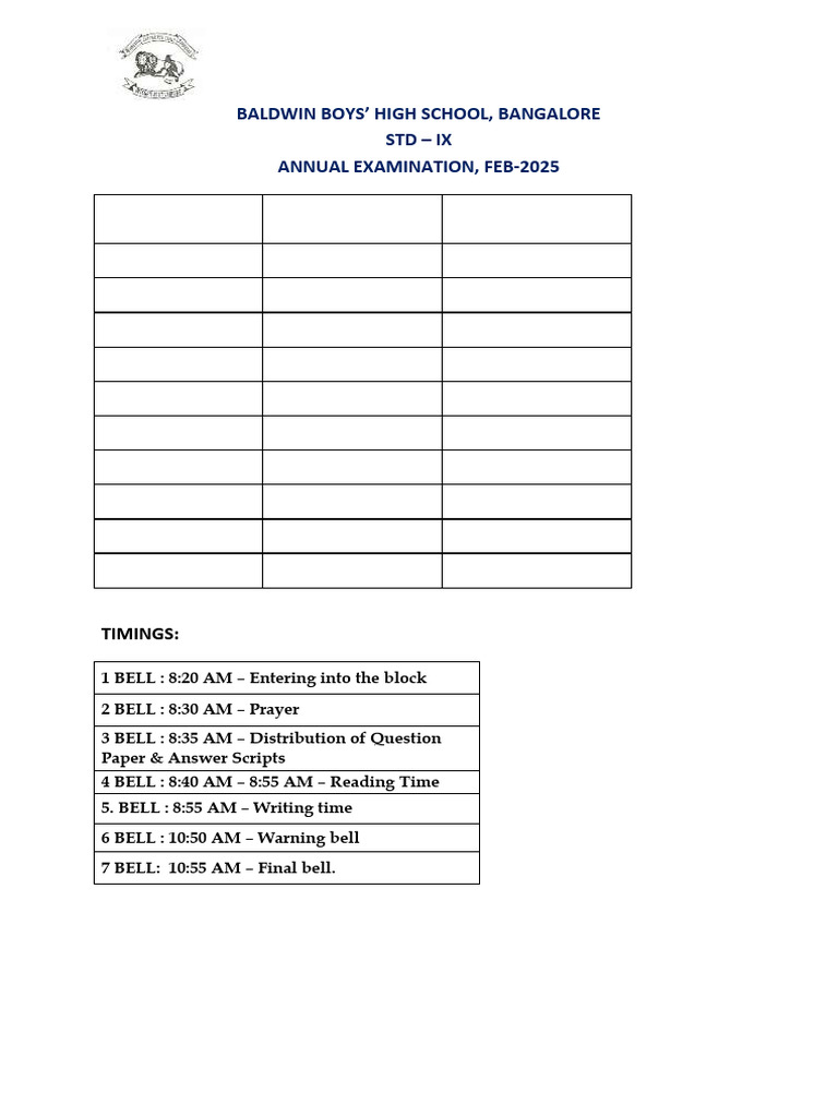 STD IX With Timings-Final Exam | PDF | Chemistry | Chemical Substances
