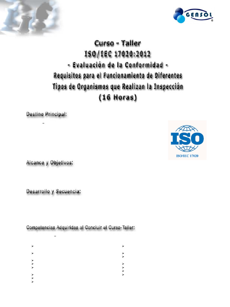 GenSol Temario ISO-IEC 17020-2012 Evaluacion de La Conformidad 16 Horas | PDF | Auditoría ...