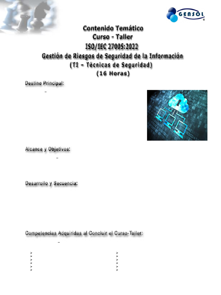 GenSol Temario ISO-IEC 27005-2022 Gestion de Riesgos de Seguridad de La ...