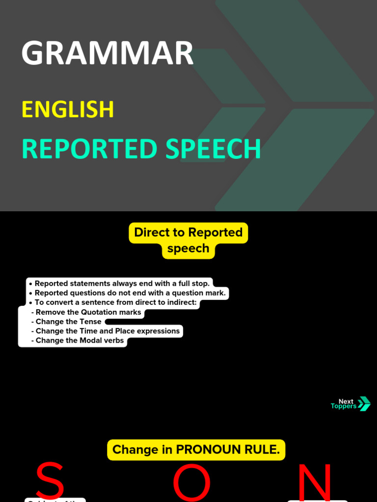 Reported Speech Rules in English | PDF | Subject (Grammar) | Verb