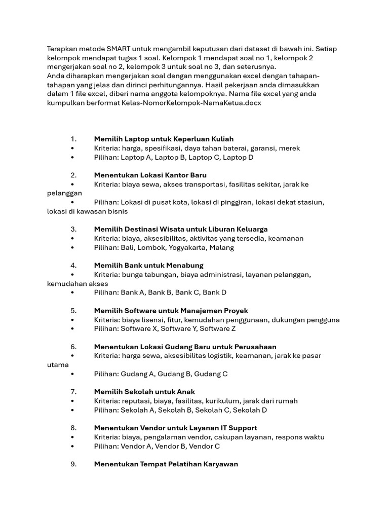 W08 Soal Metode SMART | PDF
