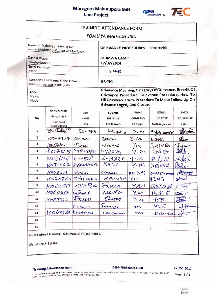 Toolbox Talk Filled Form | PDF