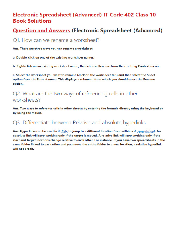 Advanced Electronic Spreadsheet | PDF