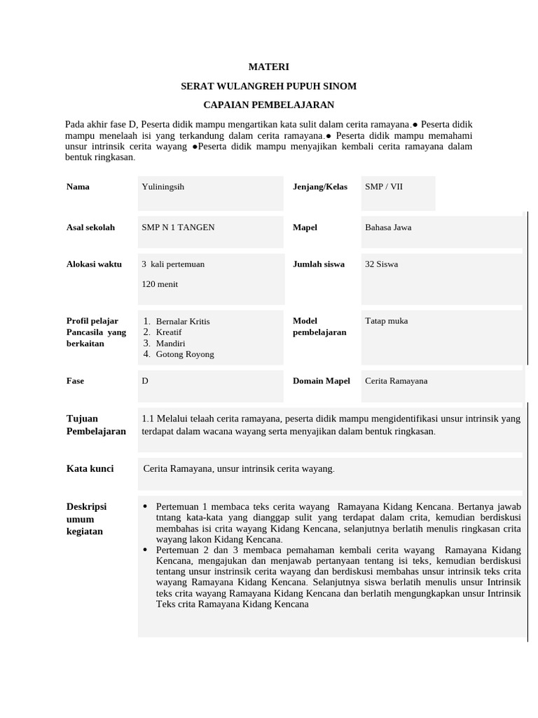 MATERI 3 CERITA WAYANG RAMAYANA - smt Genap | PDF