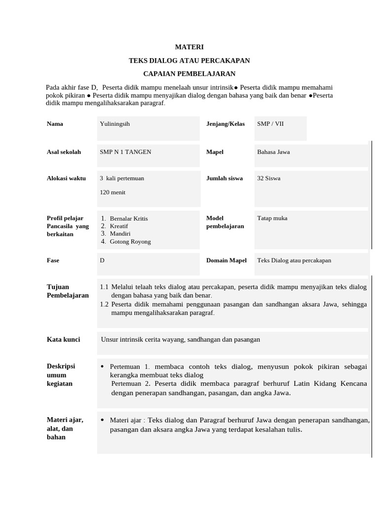 MATERI 4 TEKS DIALOG ATAU PERCAKAPAN - SMT Genap | PDF