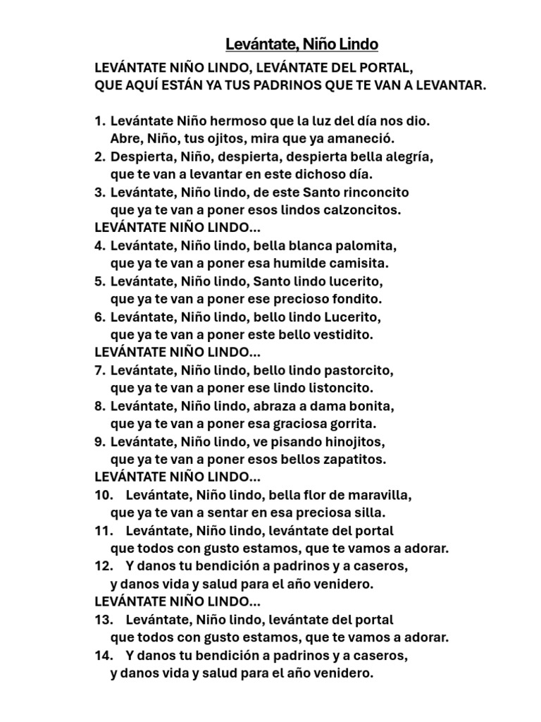 Levántate, Niño Lindo | PDF
