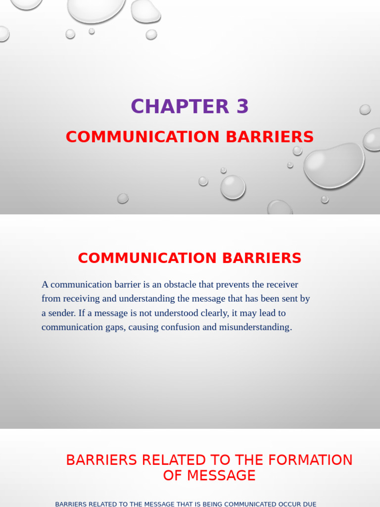 Chapter 3 Communication Barriers New | PDF | Communication | Nonverbal Communication