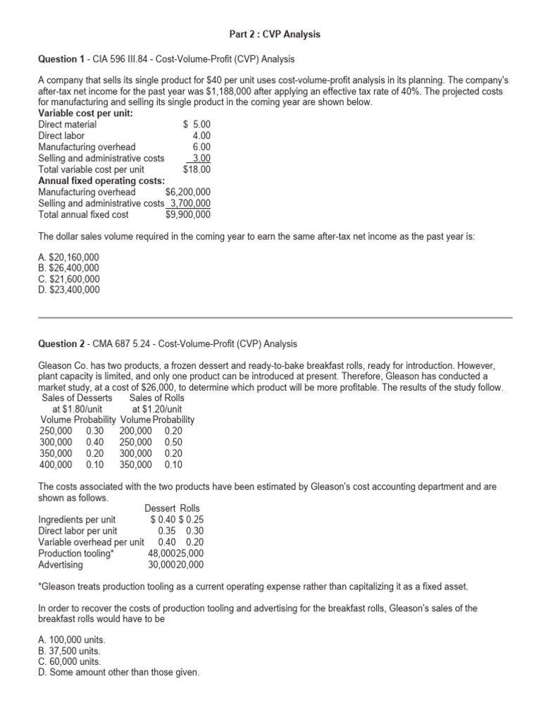 CVP-Analysis-Pricing-Strategy_Qs | PDF
