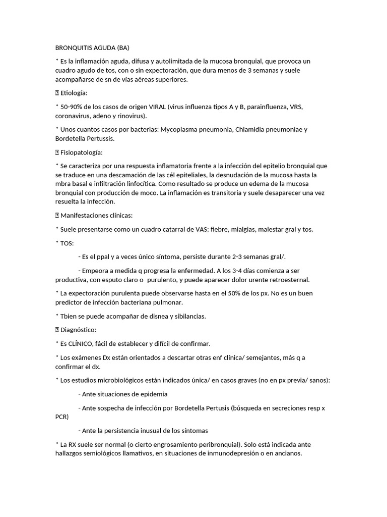 Guía sobre Bronquitis Aguda: Causas y Tratamiento | PDF | Tos | Influenza