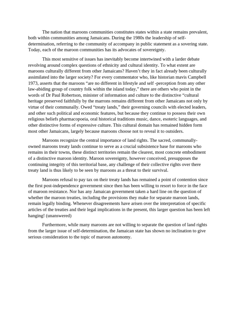 DQ1 Maroons | PDF | Treaty | Identity (Social Science)