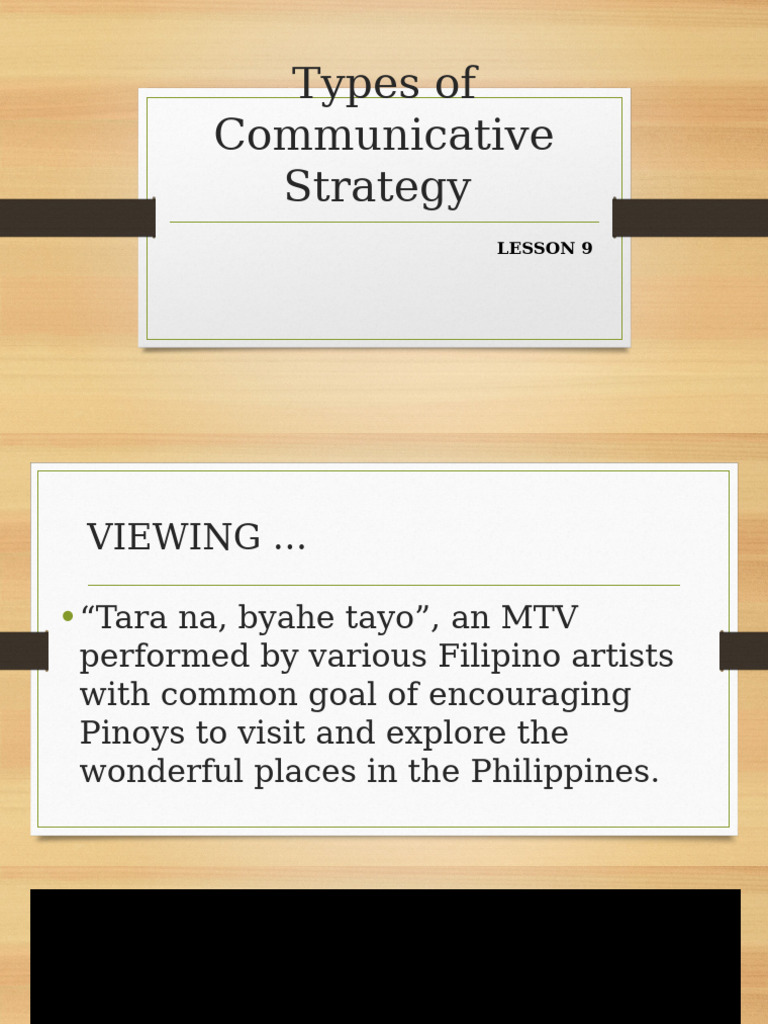 Lesson 9 Types of Communicative Strategy | PDF | Conversation | Communication