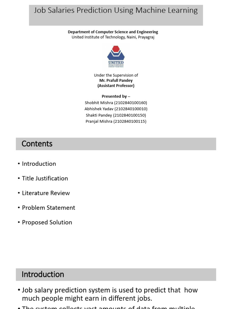 Job Salaries Prediction System | PDF | Machine Learning | Prediction