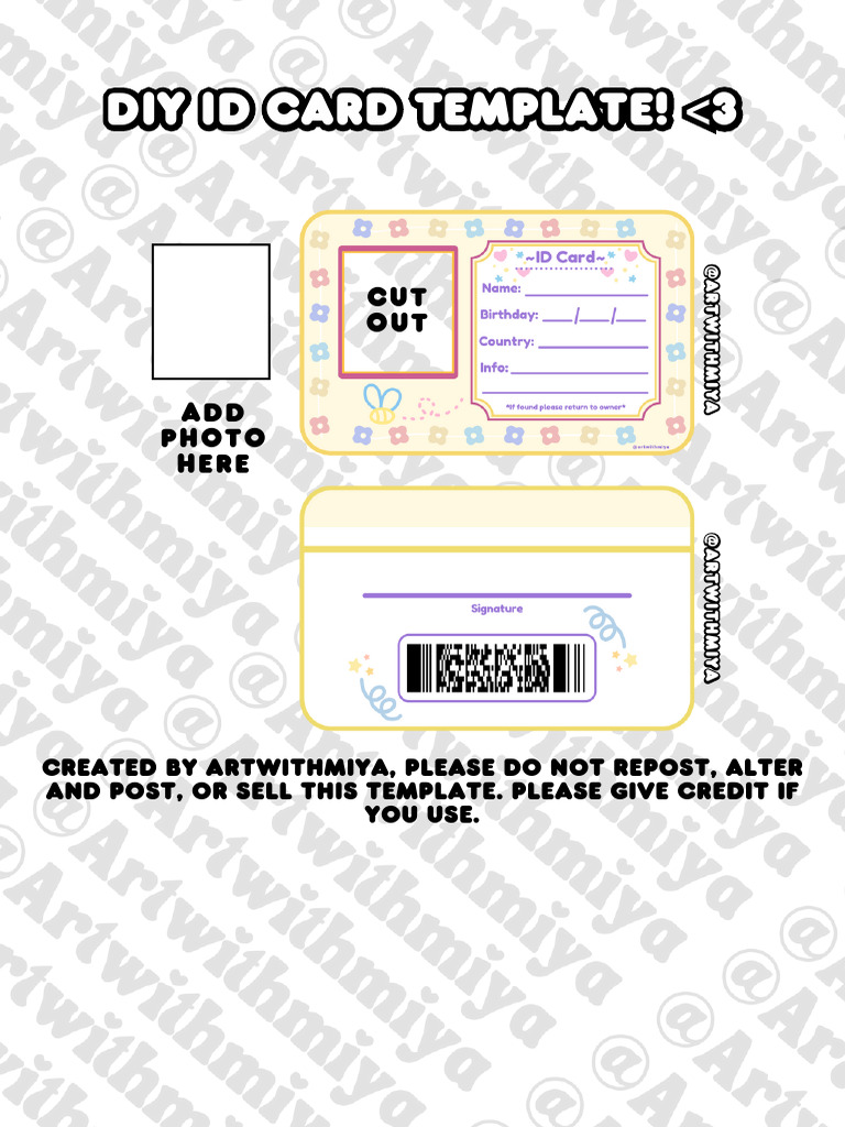 DIY ID Card Template (Black & White + Color) - 2 | PDF